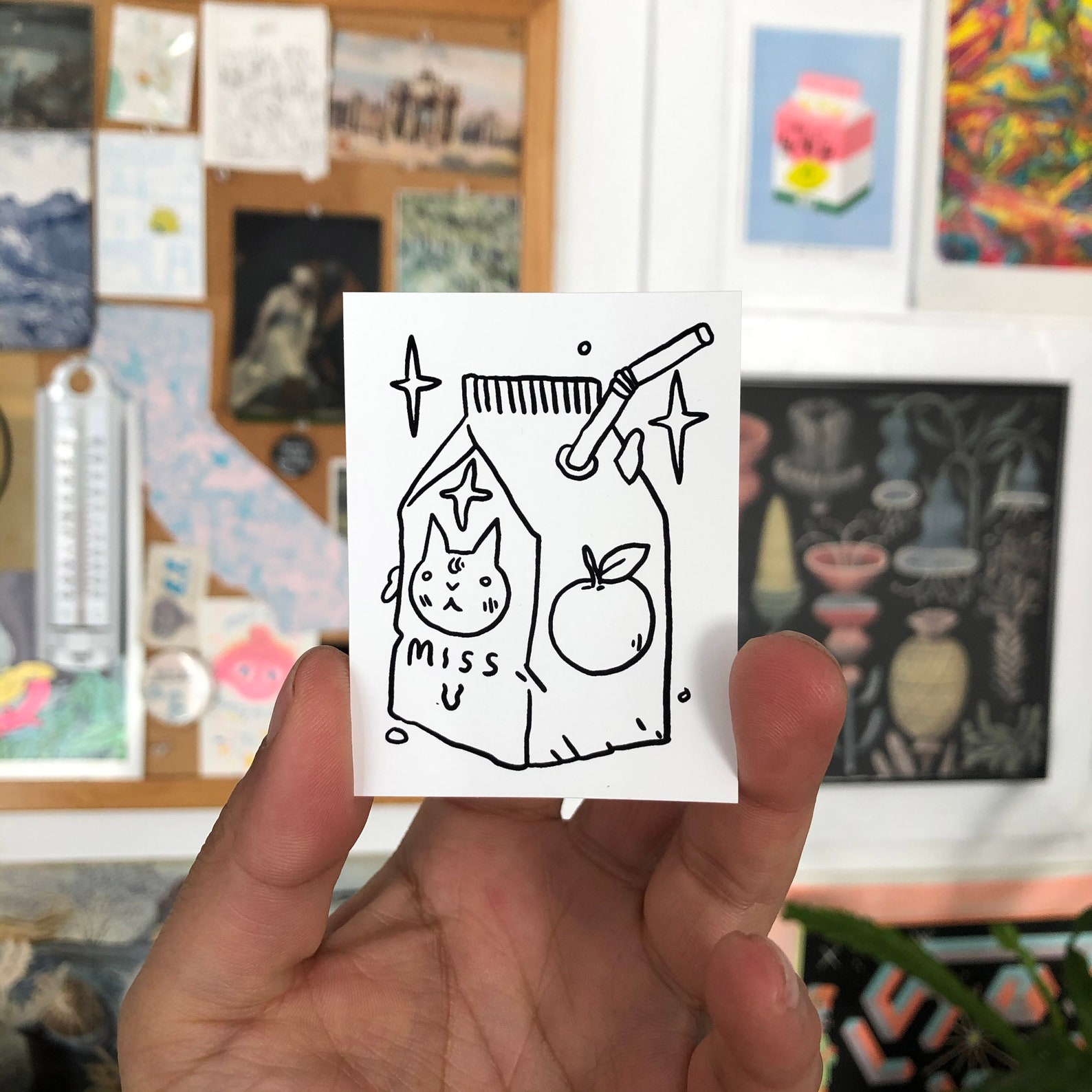 Miss U Cat Milk Carton Vinyl Sticker by Deth P. Sun | Etsy