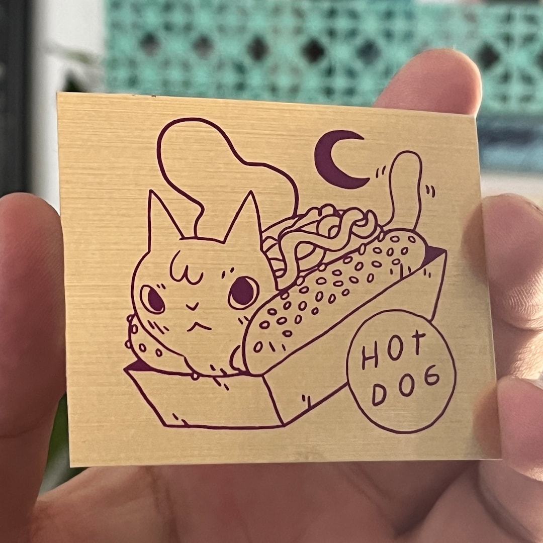 Hot Dog Cat Purple on Gold Foil Sticker by Deth P. Sun - Etsy