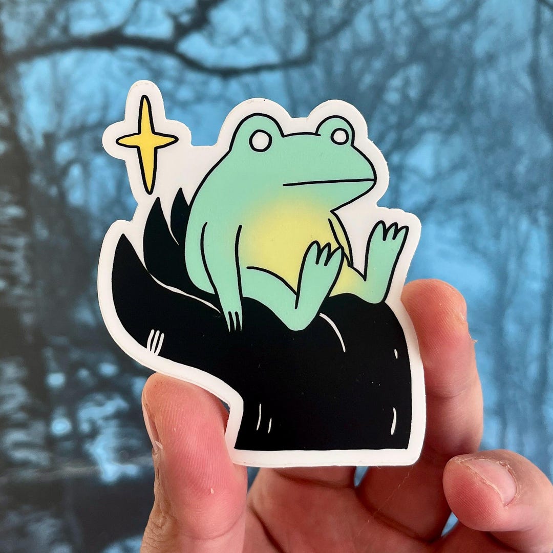 Frog in Hand Vinyl Sticker - Etsy
