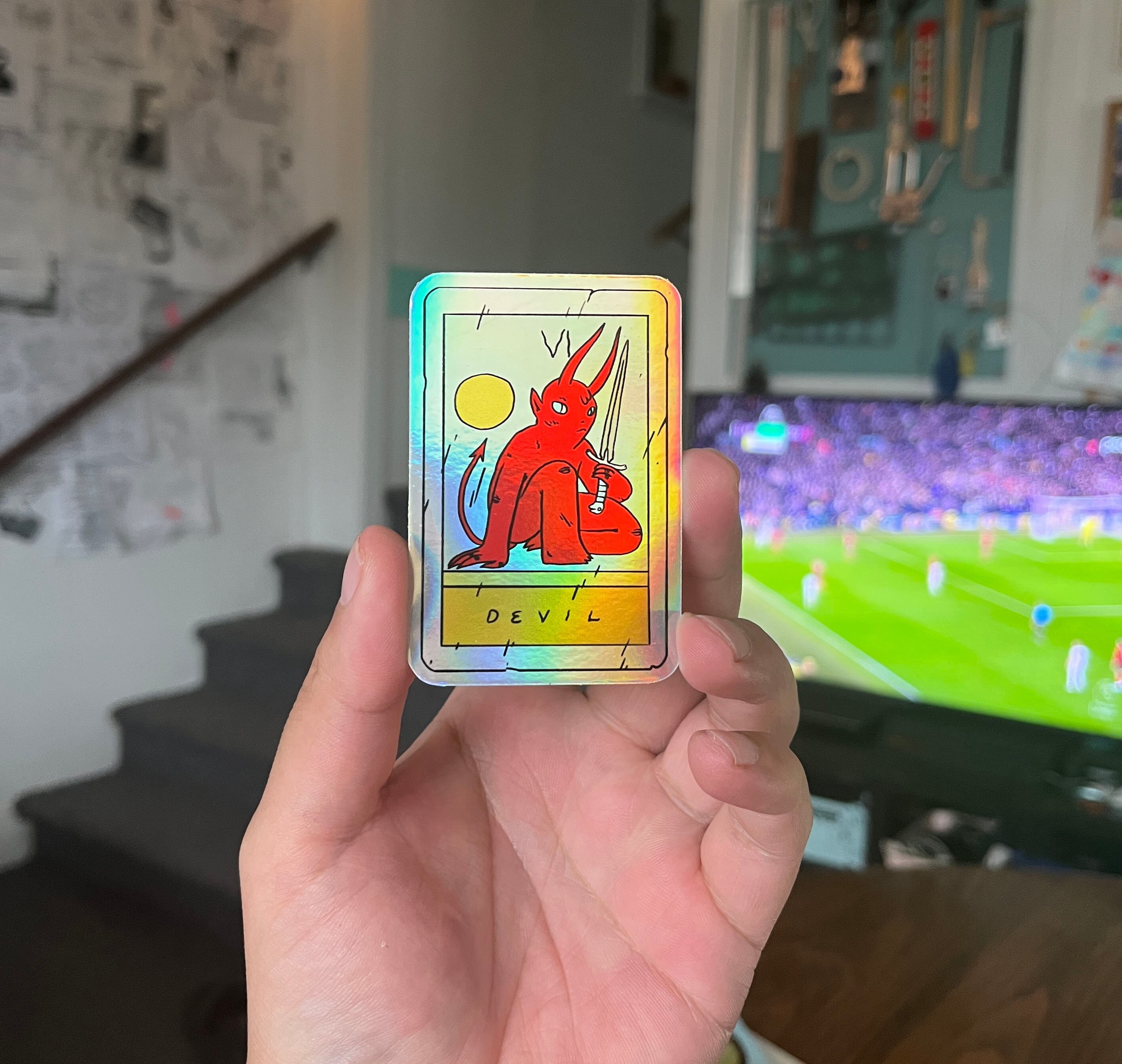 Devil Tarot Card Holographic Sticker - Etsy