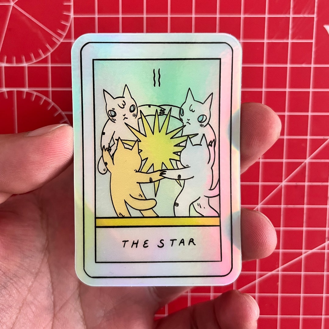 Dancing Cats the Star Tarot Card Holographic Sticker - Etsy