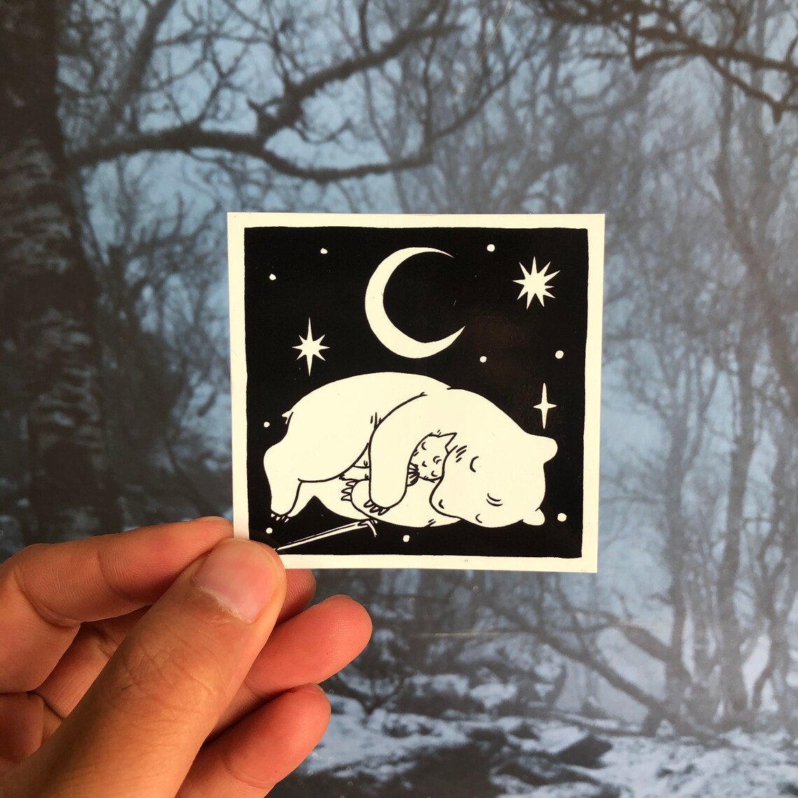 Sleeping Bear Vinyl Sticker by Deth P. Sun - Etsy