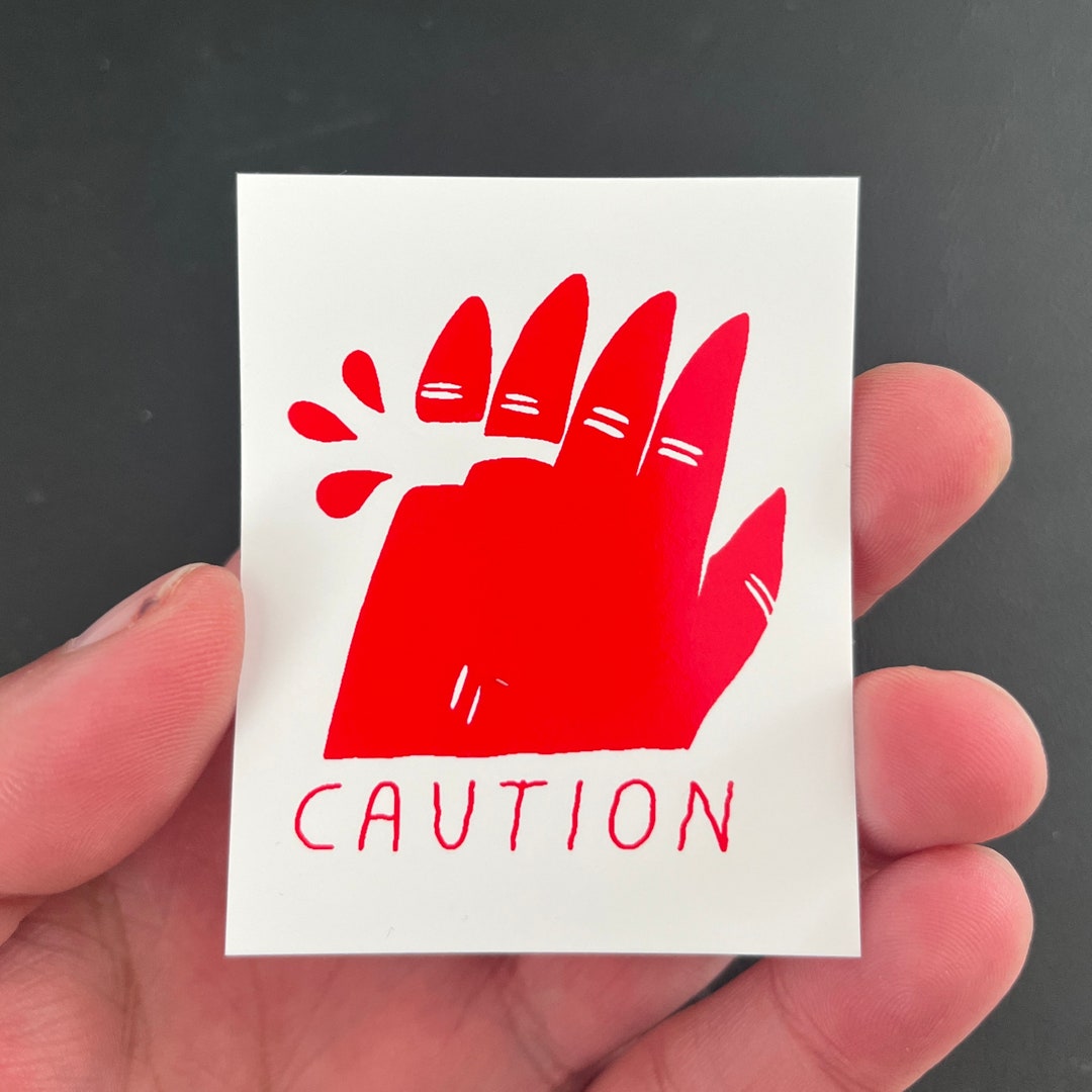 Caution Injured Hand Sticker by Deth P. Sun - Etsy