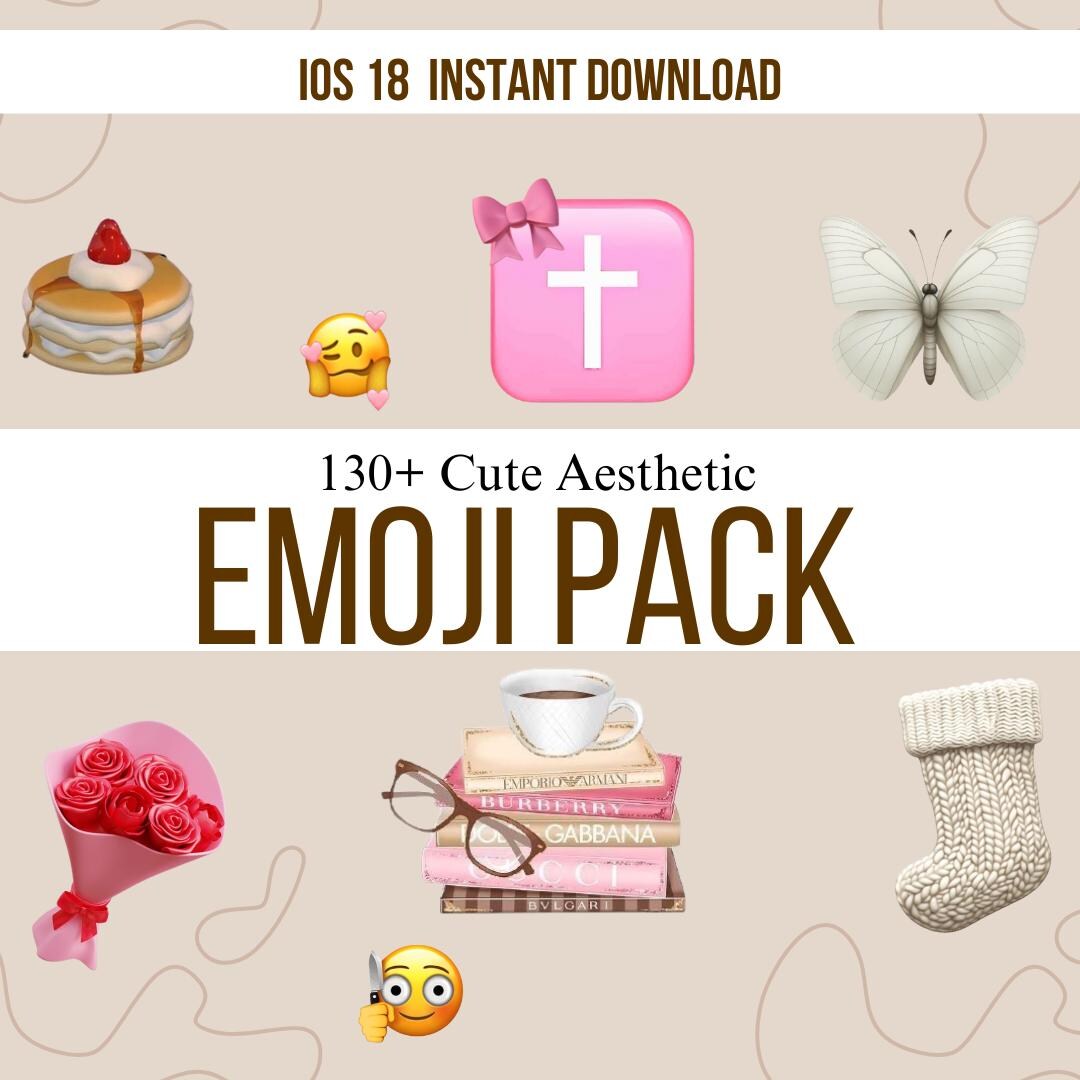Ios18 Custom Emojis Stickers Pack | +130 Aesthetic iPhone Emojis ...