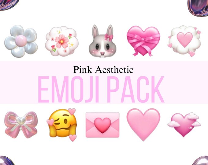 Ios18 | 60 Pink Aesthetic iPhone Emoji Icon PNG Set - Cute Pastel Pink ...