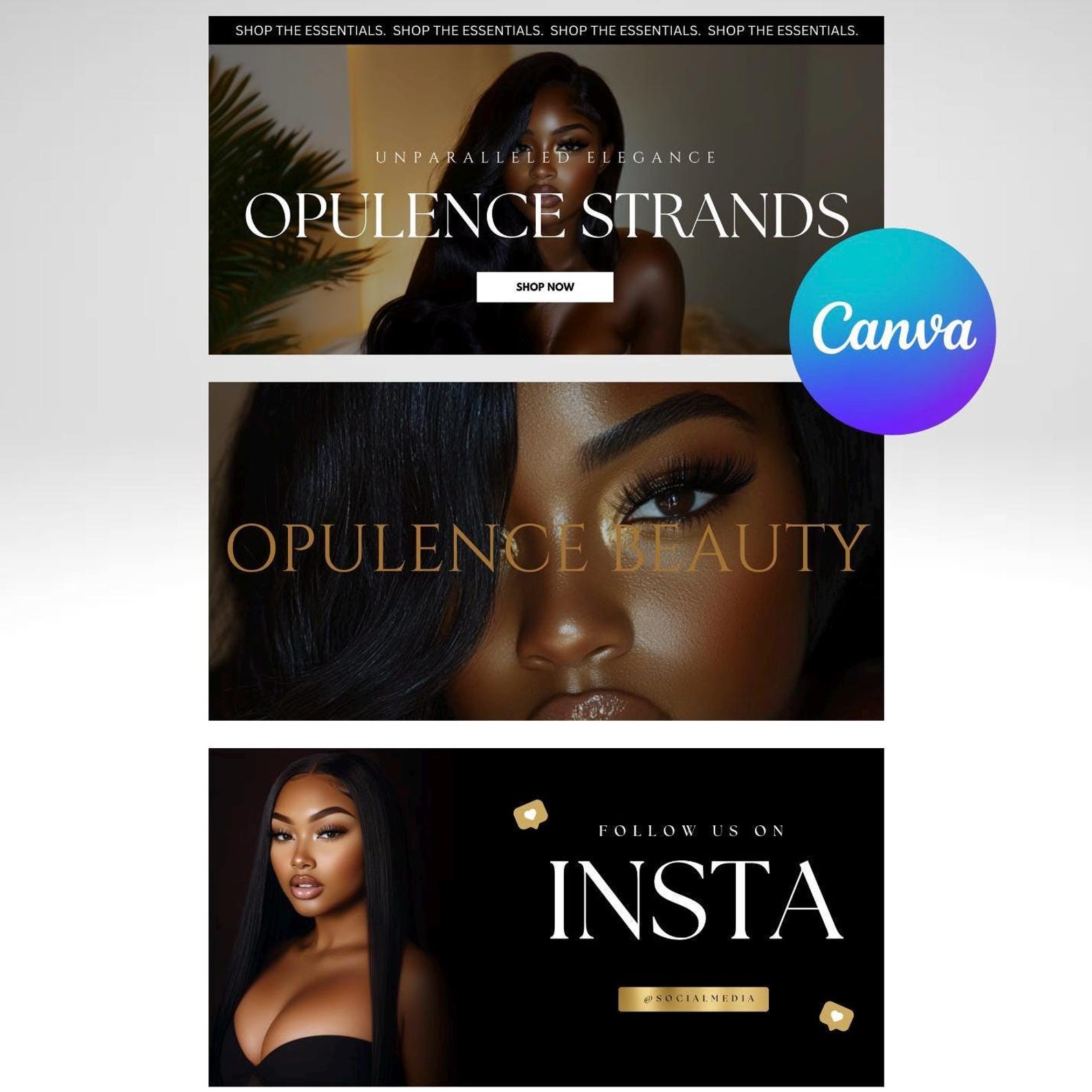 Editable Hair Bundles Web Slide Banners, DIY Web Slide Banners, Wig Hair Business, Website ...