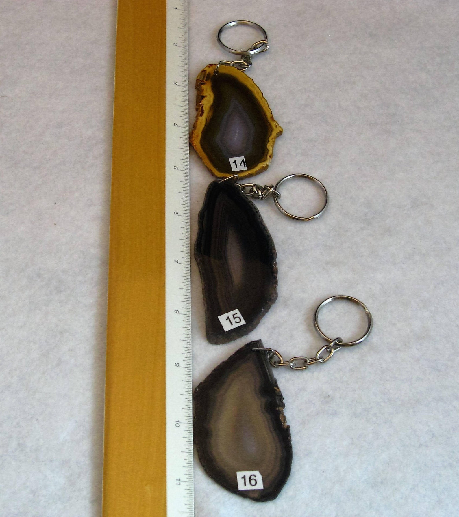 Sliced Agate Keychain Natural Agate Rock Keychain Agate | Etsy
