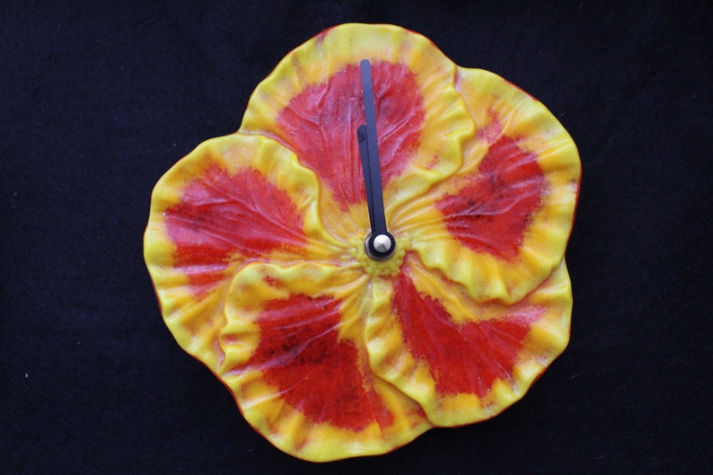 Hibiscus Flower Clock White Flower Clock Fused Glass Clock | Etsy