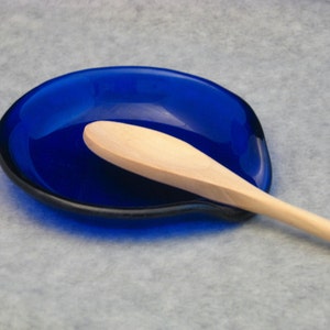 Dark Blue Spoon Rest, Round Fused Glass Spoon Rest, Spoon Holder, Spoon ...