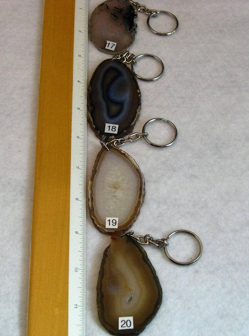 Sliced Agate Keychain Natural Agate Rock Keychain Agate | Etsy