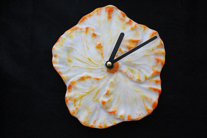 Hibiscus Flower Clock White Flower Clock Fused Glass Clock | Etsy