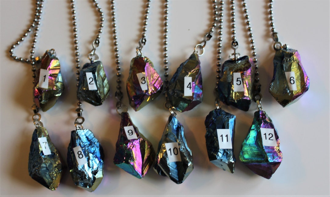 Aura Amethyst Rainbow Fan Pull, Stone Light Pull, Ceiling Fan Pull ...