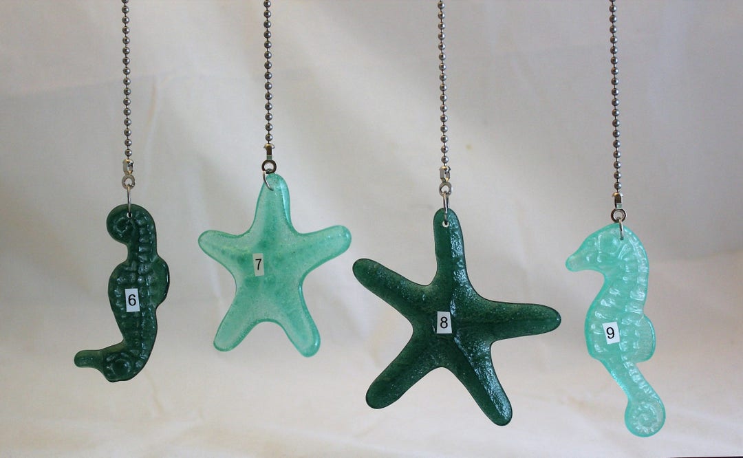 Fused Glass Fan Pull, Sea Life Fan Pull, Starfish Fan Pull, Shell Pull ...