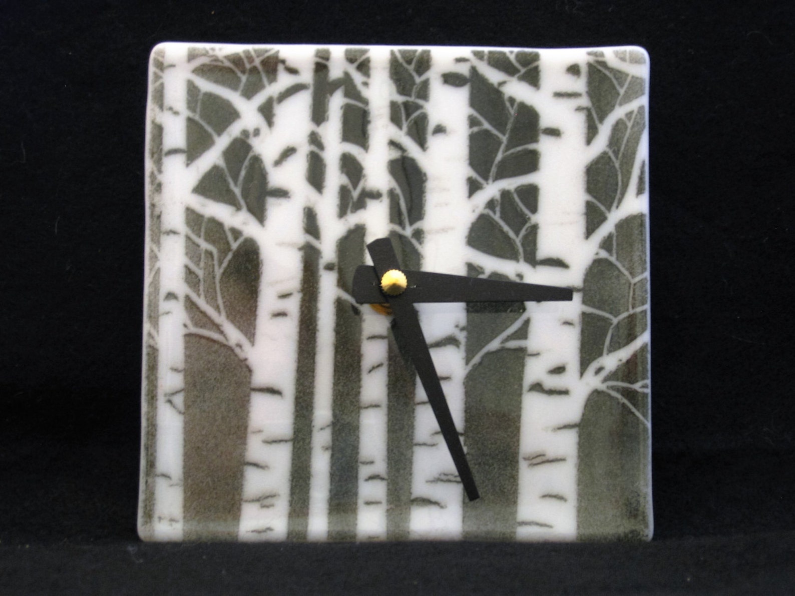 Birch Tree Aspen Tree Fused Glass Aspen Tree Clock Black - Etsy