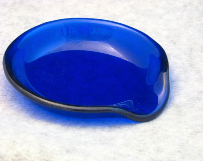 Dark Blue Spoon Rest, Round Fused Glass Spoon Rest, Spoon Holder, Spoon ...