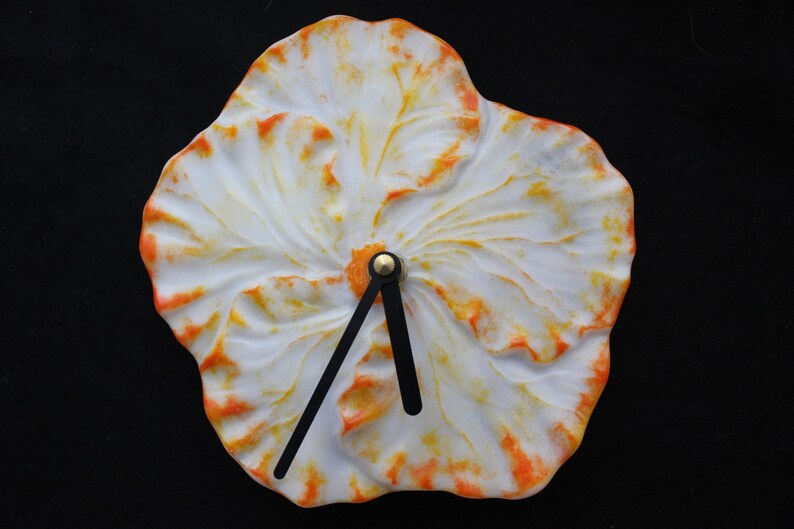 Hibiscus Flower Clock White Flower Clock Fused Glass Clock | Etsy