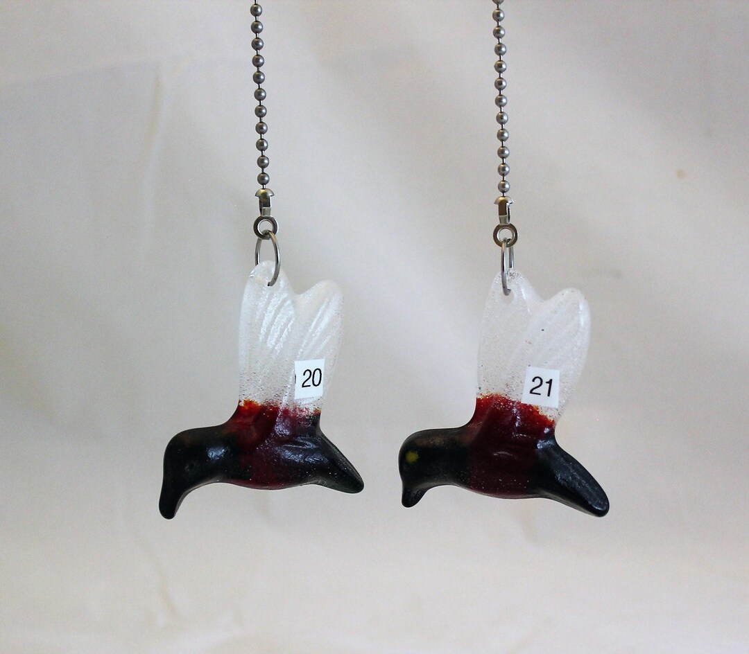 Hummingbird Fan Pull, Fused Glass Fan Pull, Hummingbird, Bird Fan Pull ...