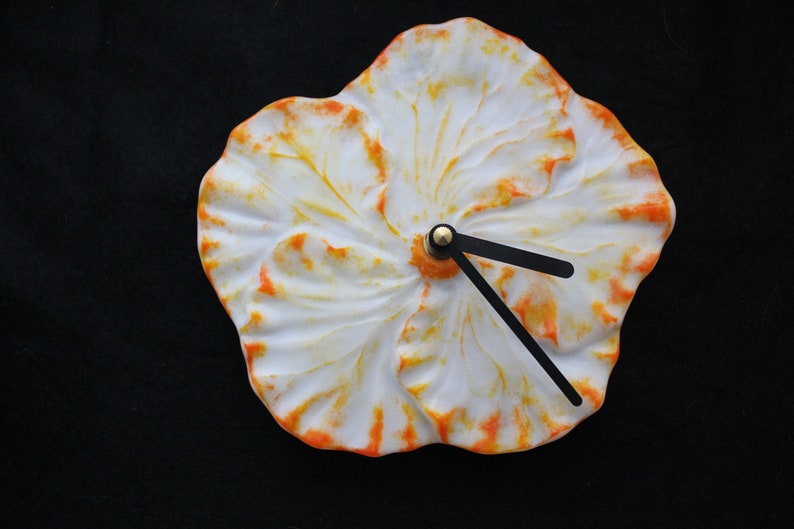 Hibiscus Flower Clock White Flower Clock Fused Glass Clock | Etsy
