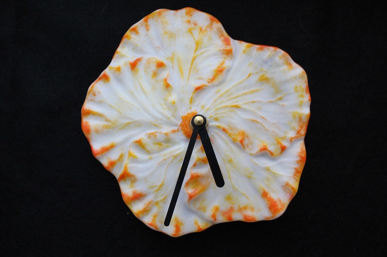Hibiscus Flower Clock White Flower Clock Fused Glass Clock | Etsy