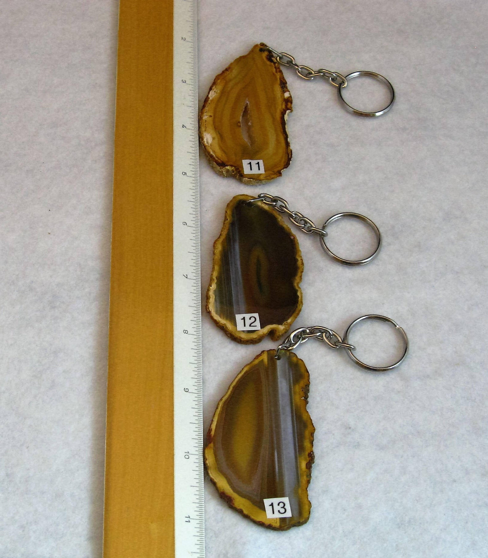 Sliced Agate Keychain Natural Agate Rock Keychain Agate | Etsy