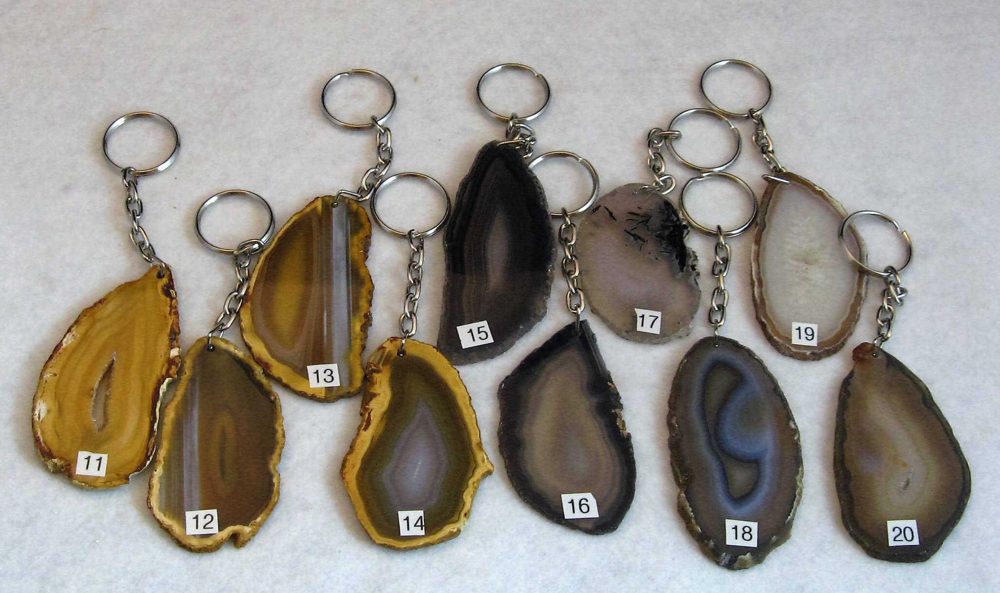 Sliced Agate Keychain Natural Agate Rock Keychain Agate | Etsy