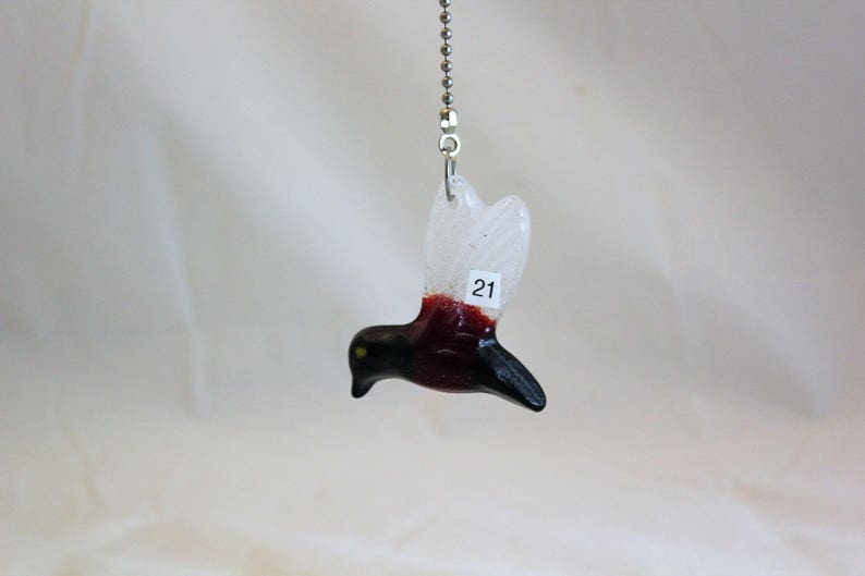 Hummingbird Fan Pull, Fused Glass Fan Pull, Hummingbird, Bird Fan Pull ...