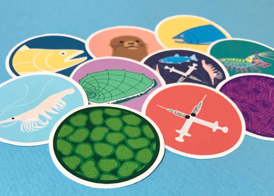 Marine Biology Sea Life Aquaculture Sticker Set Fish Disease ...
