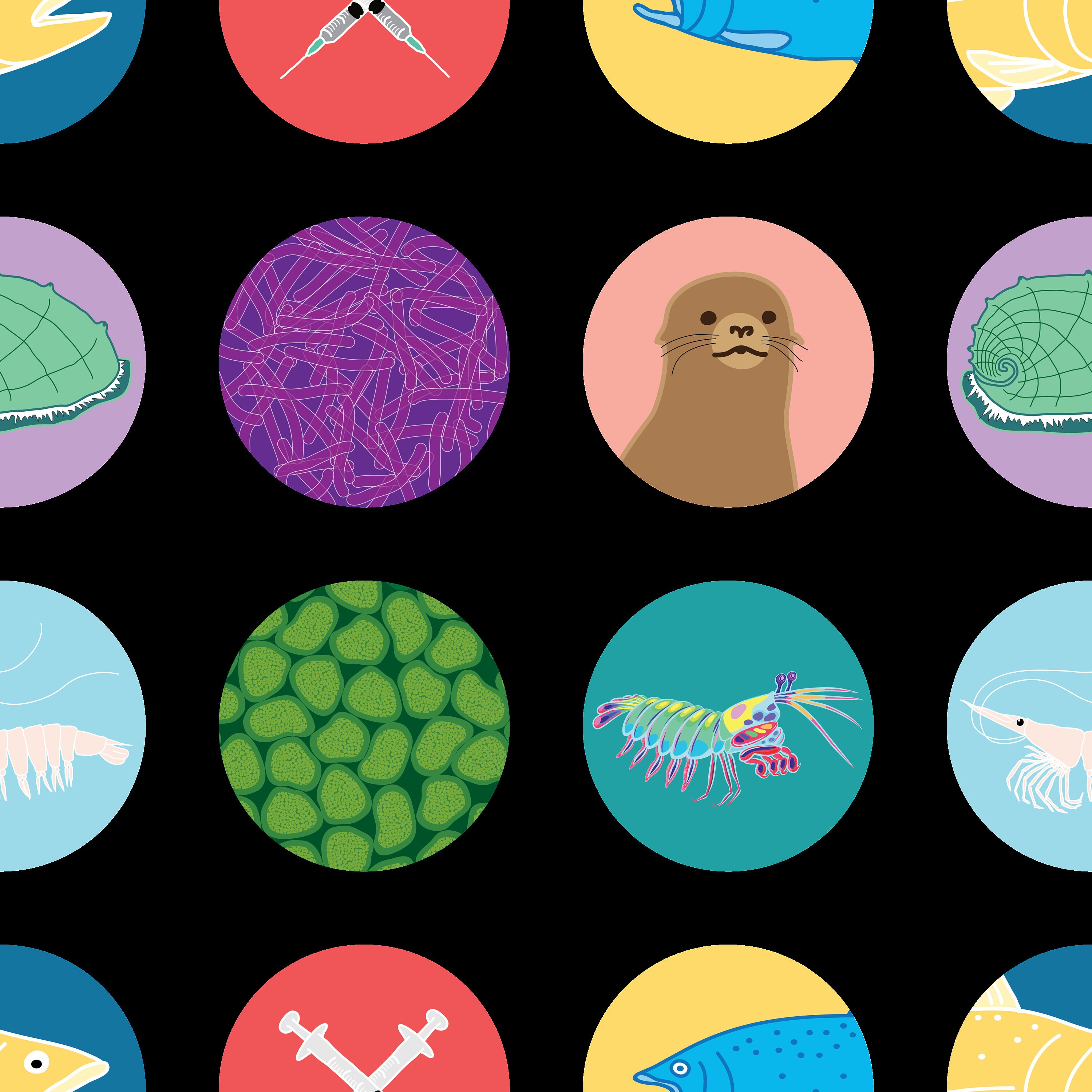 Marine Biology Sea Life Aquaculture Sticker Set Fish Disease ...