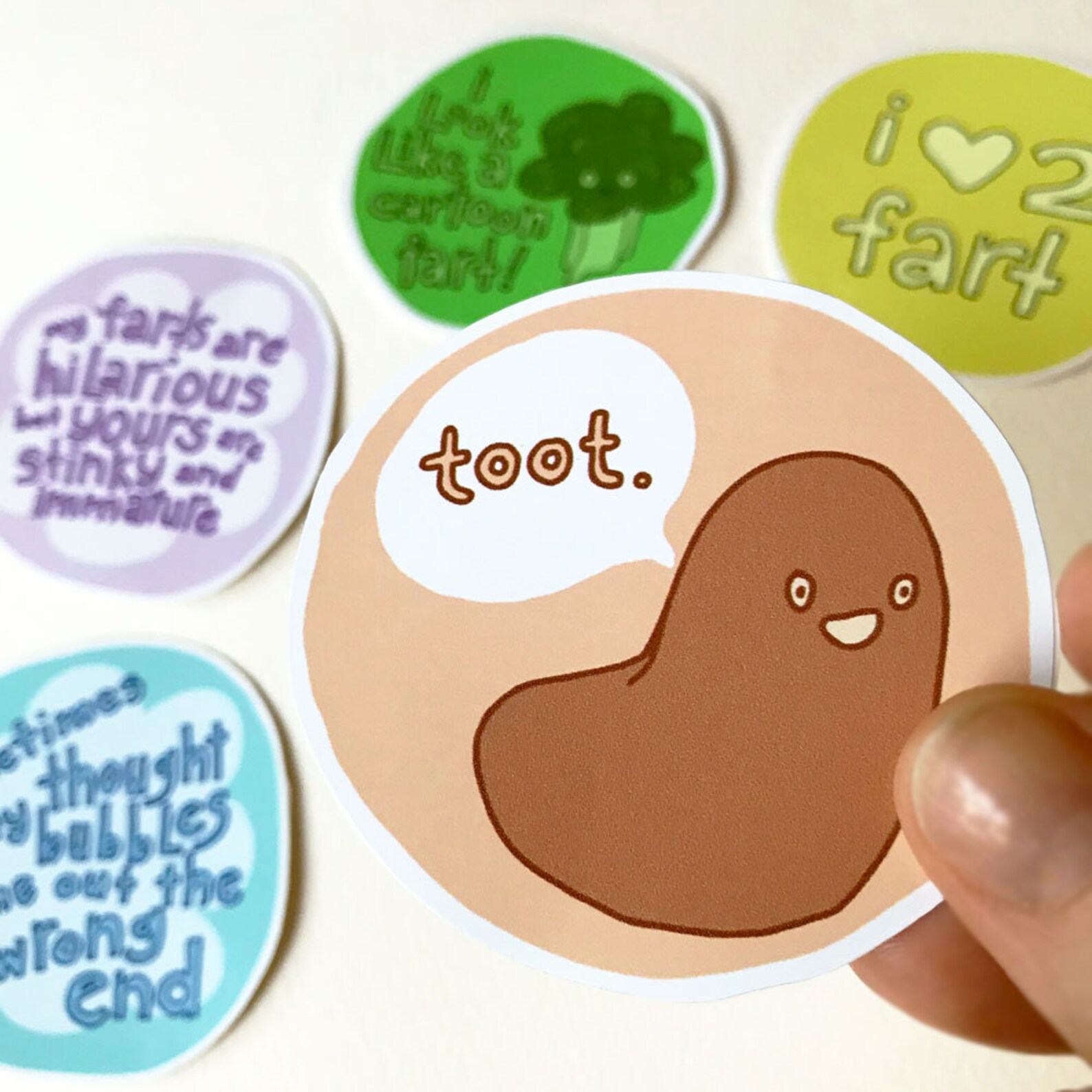 Fart Sticker Pack Five Flatulence Stickers Gross Silly | Etsy