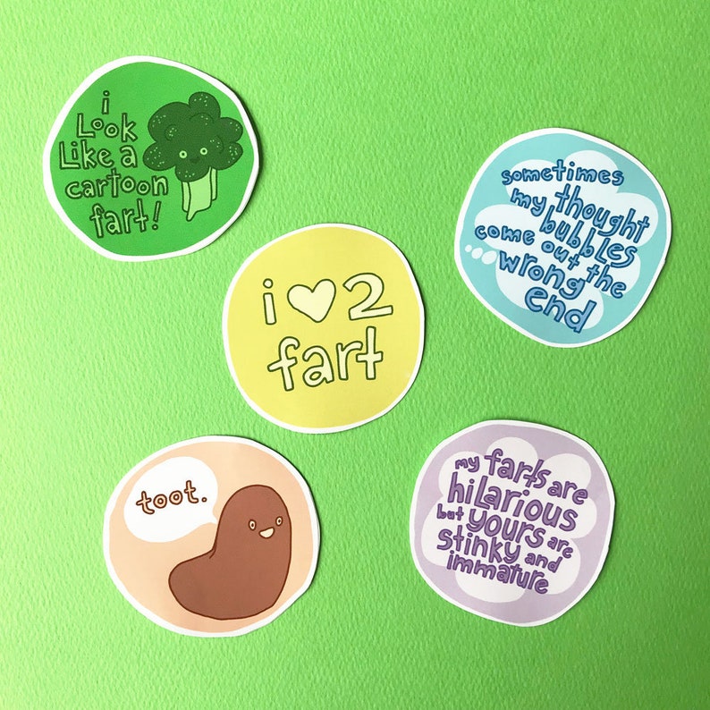 Fart Sticker Pack Five Flatulence Stickers Gross Silly - Etsy
