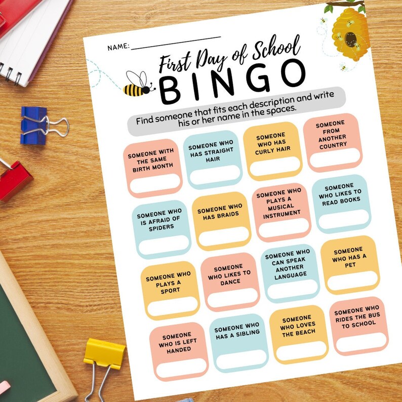 First Day of School Bingo (nontraditional Bingo Game) - Etsy