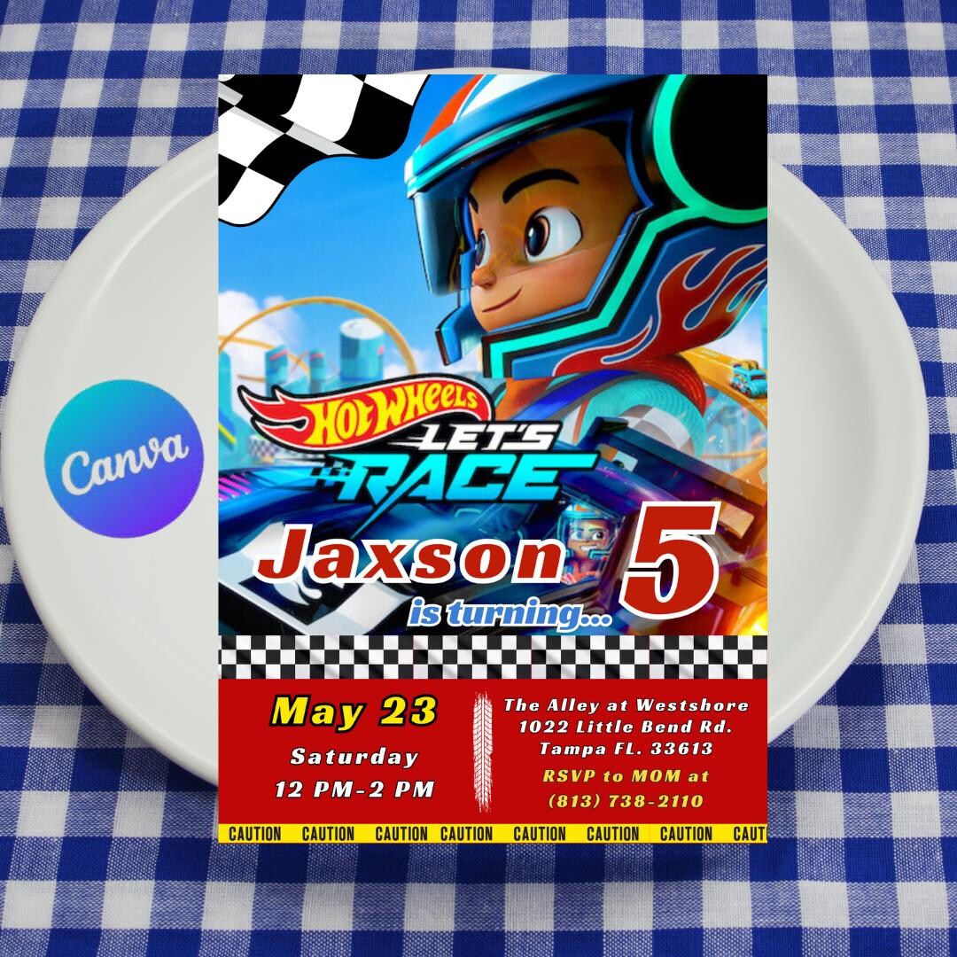 Editable Hot Wheels Digital Birthday Invitation - Etsy