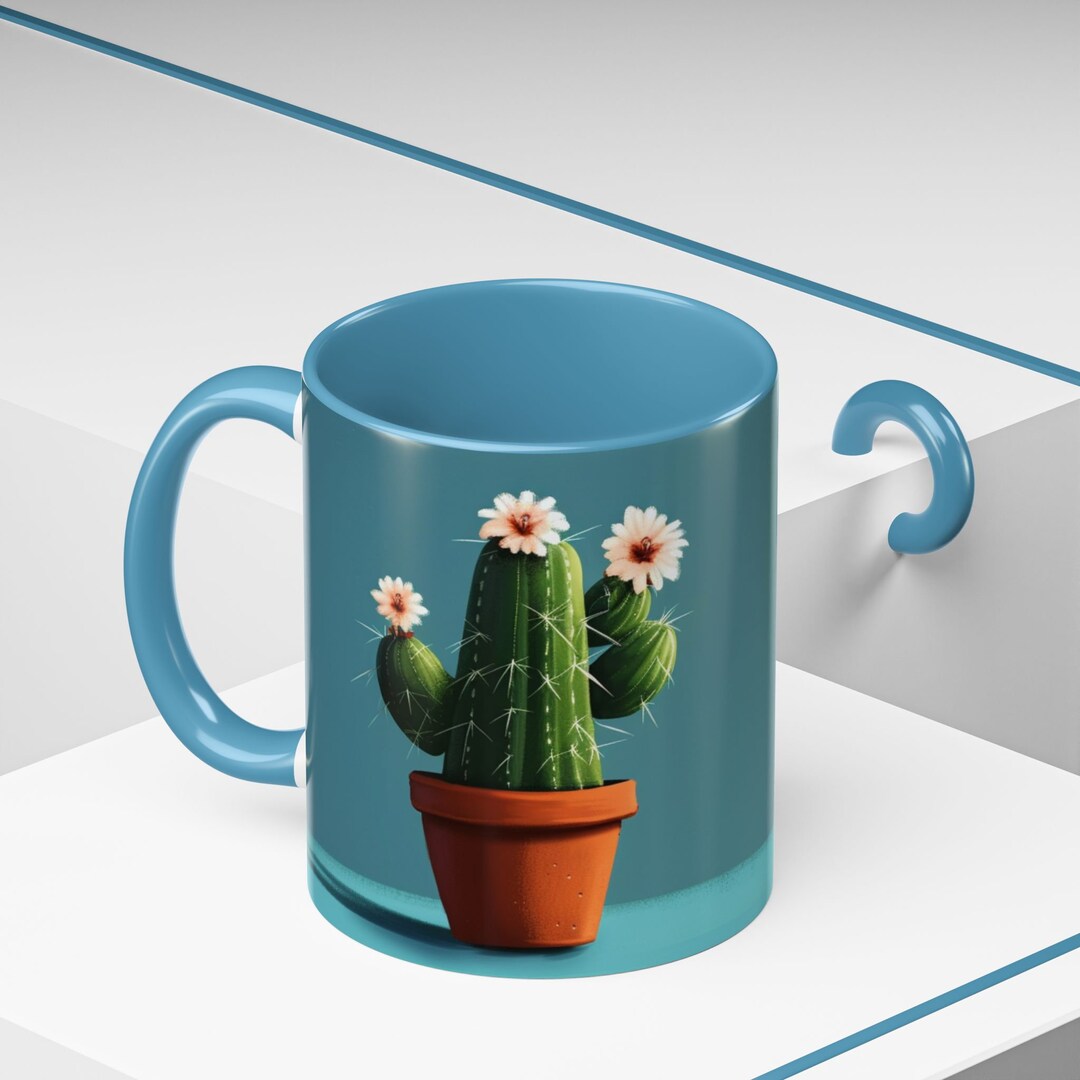 Cactus Succulent Mug Ceramic Coffee Cup With Botanical Art Unique Gift ...