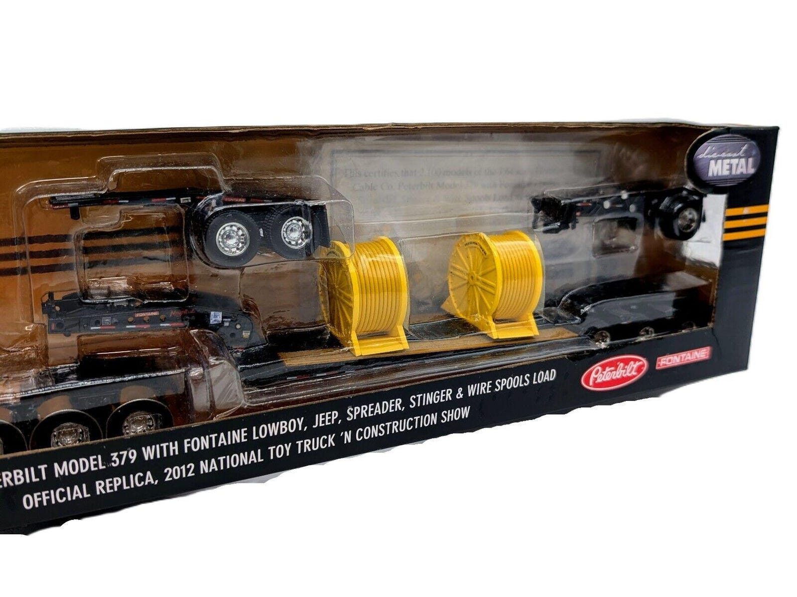1/64 HWC Peterbilt Model 379 W/ Fontaine Lowboy & Wire Spools Load by ...
