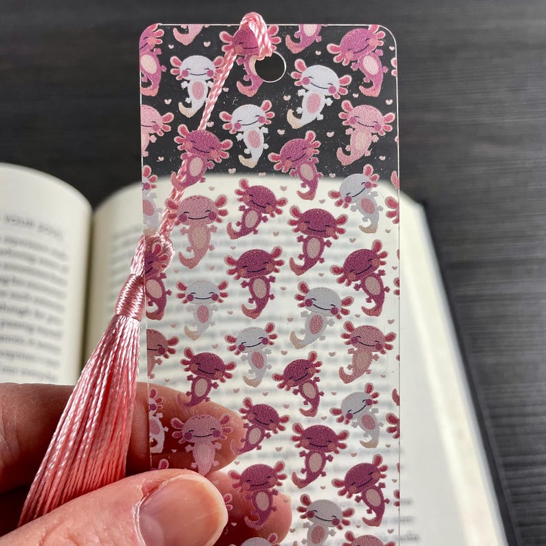 Pink Axolotl Bookmark | Cute Bookmark for Kids & Animal Lovers | Fun ...