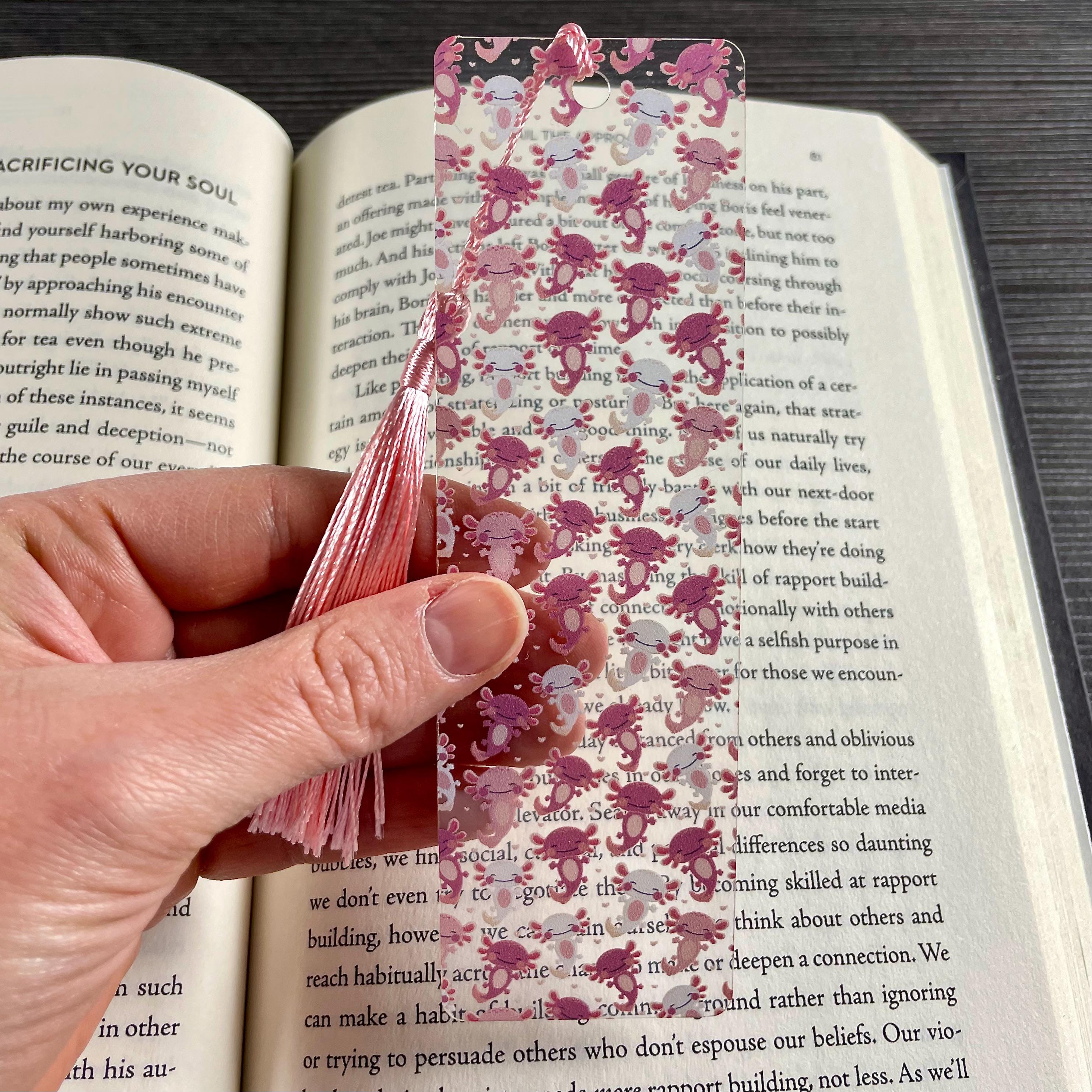 Pink Axolotl Bookmark | Cute Bookmark for Kids & Animal Lovers | Fun ...