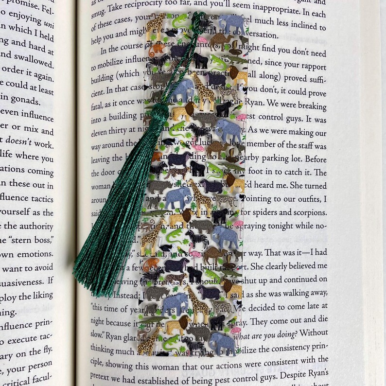Zoo Animals Bookmark With Green Tassel – Fun Safari Jungle Gift for ...