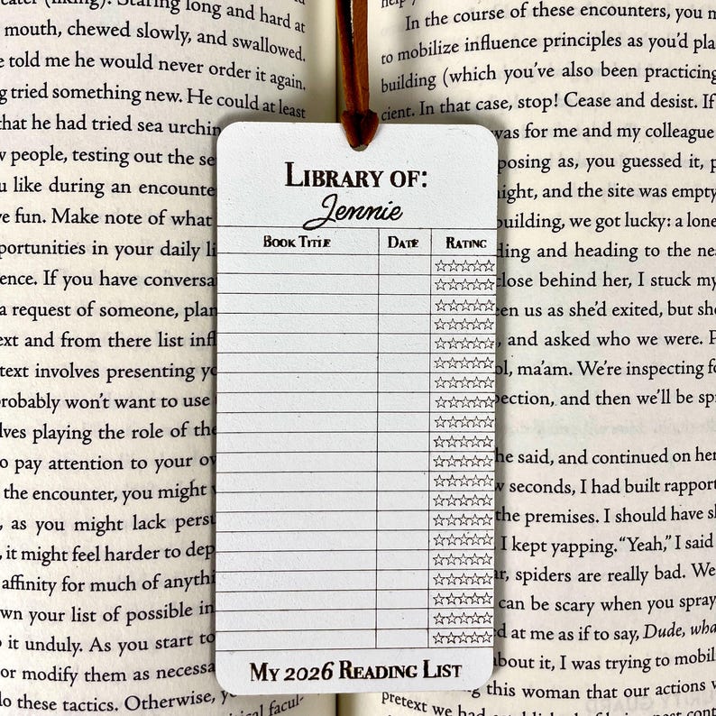 Marcapáginas personalizado para registro de lectura: Regalo para ...