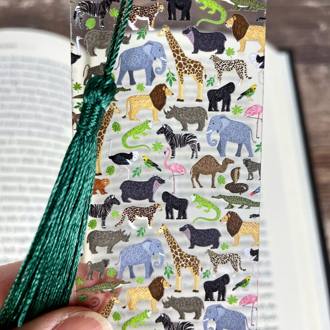 Zoo Animals Bookmark With Green Tassel – Fun Safari Jungle Gift for ...