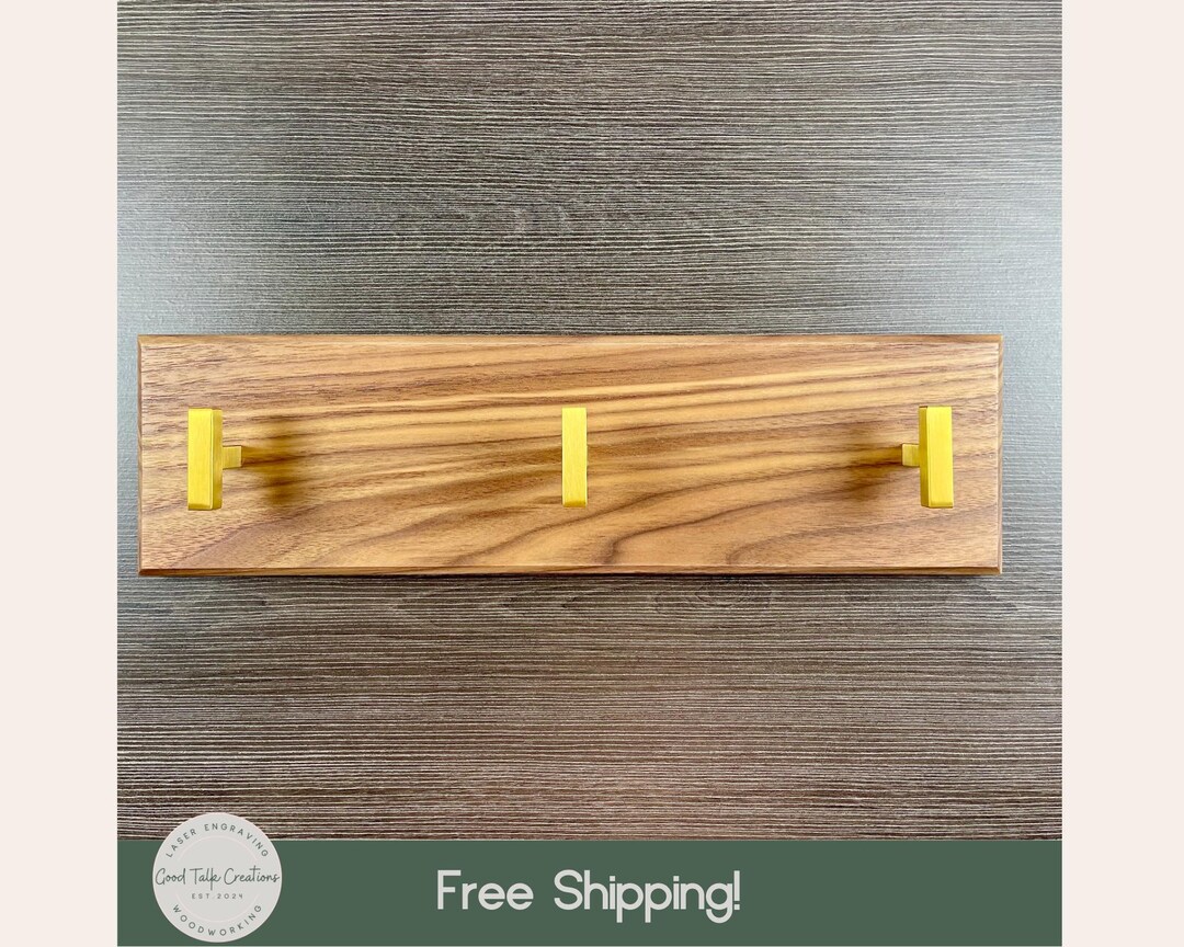Modern Wood Wall Hook Rack – Entryway Coat Rack With Custom Size ...