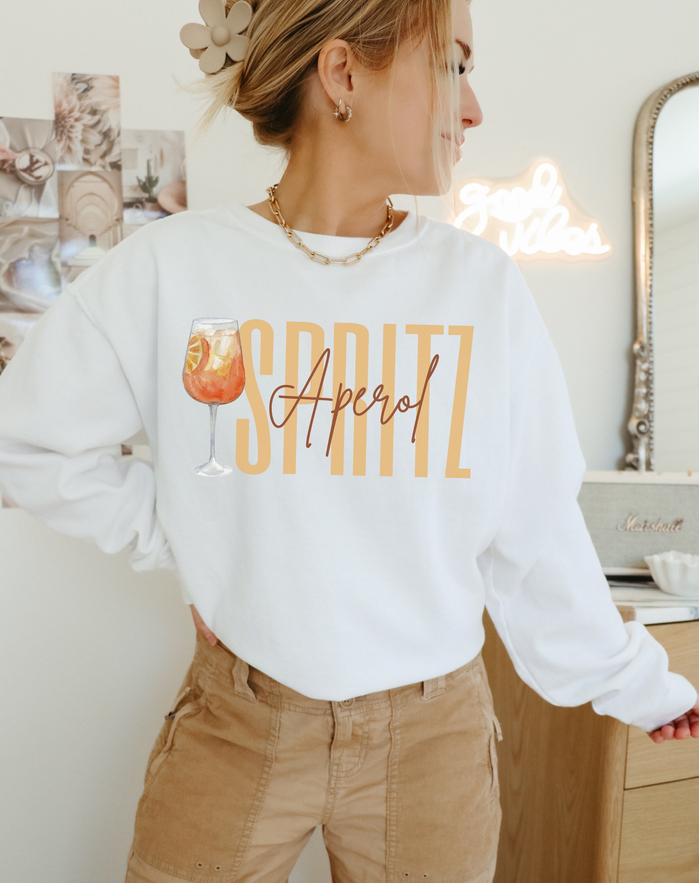 Aperol Spritz Sweatshirt Aperol Spritz Print Signature Cocktail Sweater ...