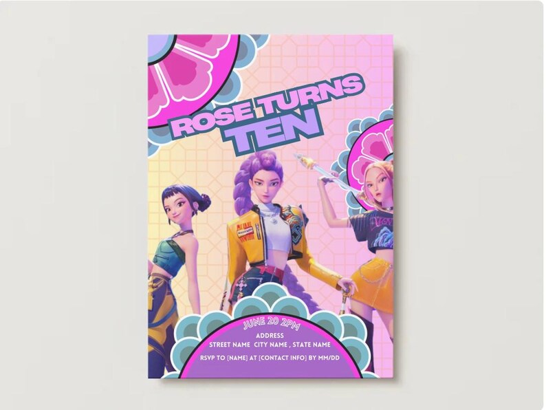 Kpop Demon Hunters HUNTRIX: Birthday Invitation (digital Download ...