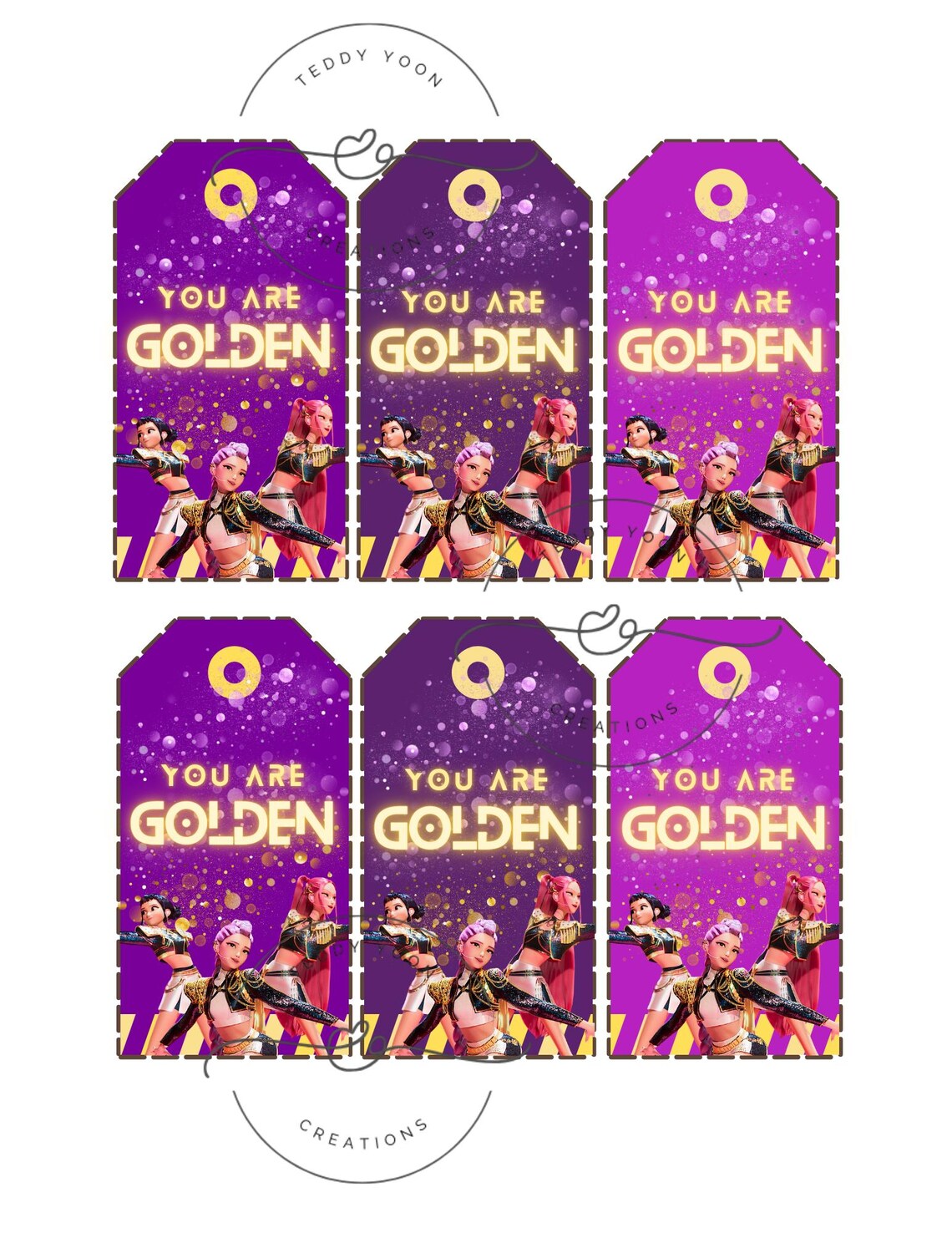 Kpop Demon Hunters HUNTRIX: Birthday Invitation Golden Design (digital ...