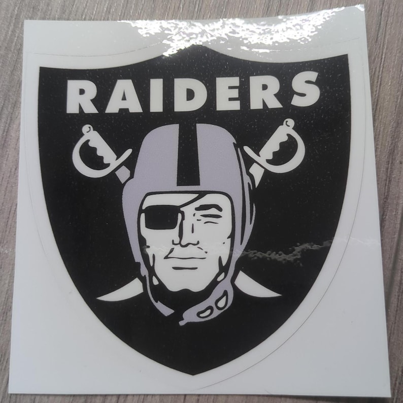 Raiders Glitter Logo Sticker – 5” Tall Silver & Black Pride - Etsy