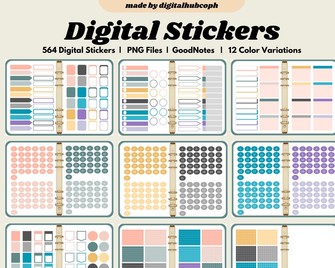 Digital Planner Stickers, PNG File of Digital Stickers, for Goodnotes ...