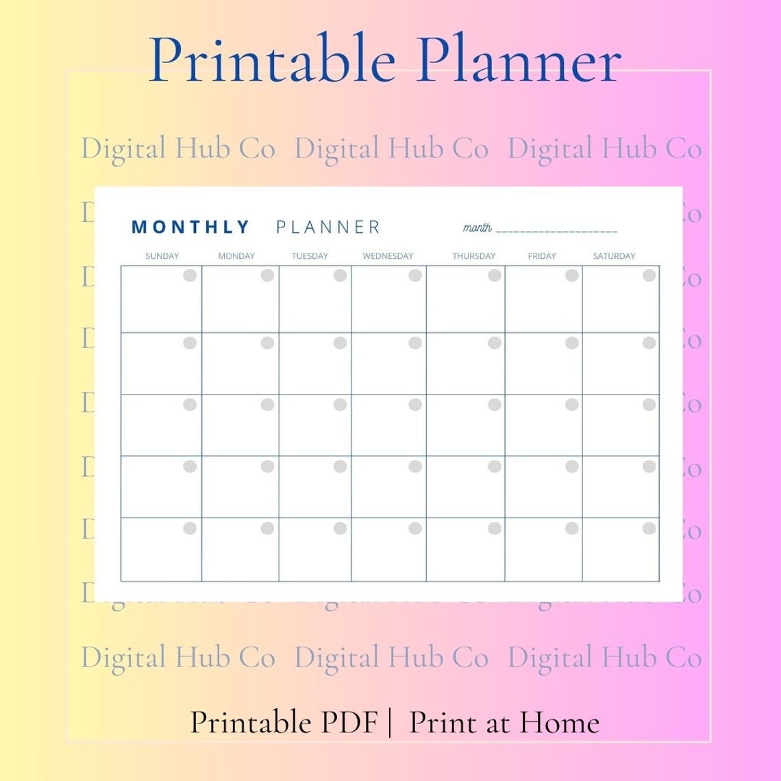 Printable Monthly Planner Template Minimalist Theme, Planner Organizer ...
