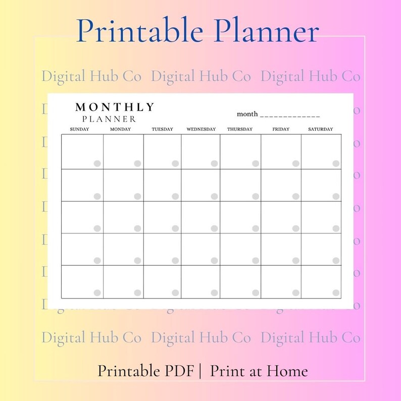Printable Monthly Planner Template Minimalist Theme, Planner Organizer ...