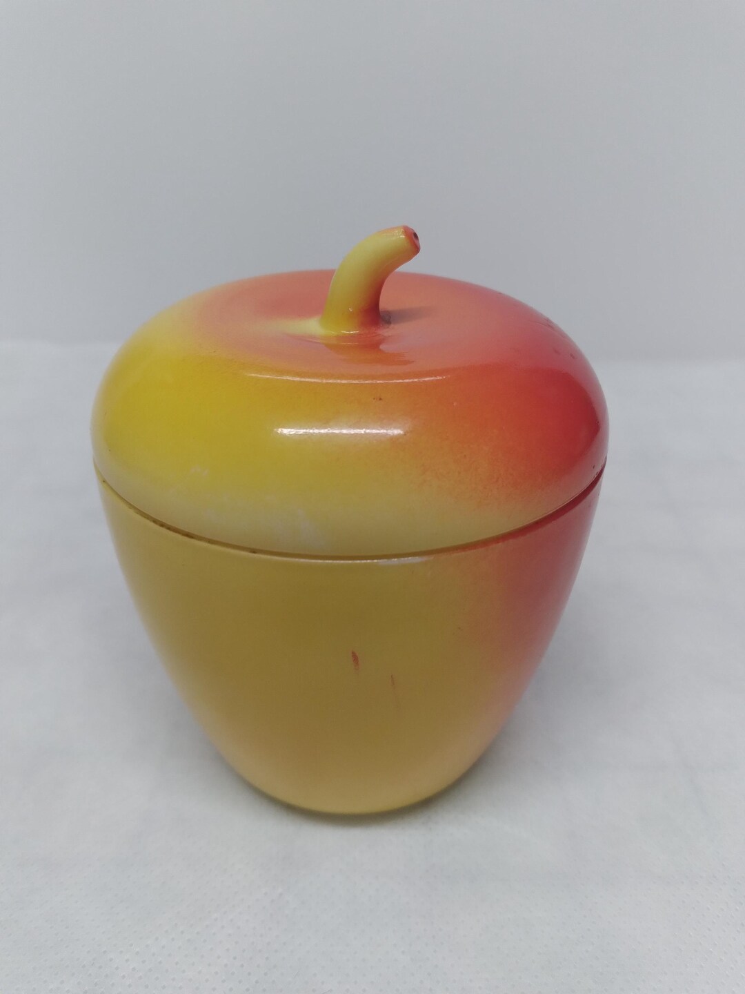 Vintage Hazel Atlas Apple Milk Glass Sugar Bowl: 1940s Red Yellow Jar ...