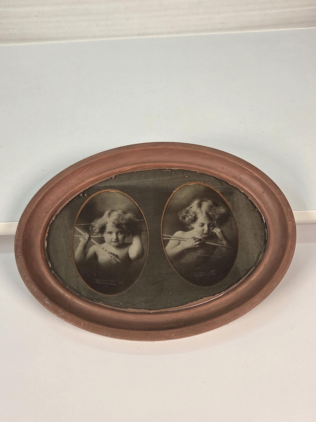 Antique 1897 Cupid Awake/asleep M.B. Parkinson Prints, Signed, Tin ...