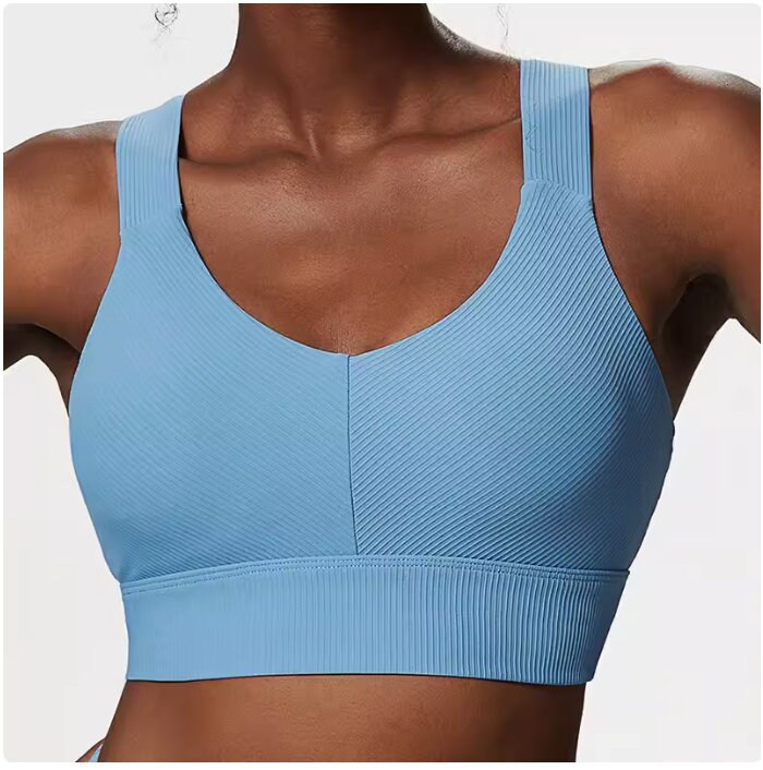 Sculptflex V-neck Sport Top Back Support Mid High Compression Bralette ...